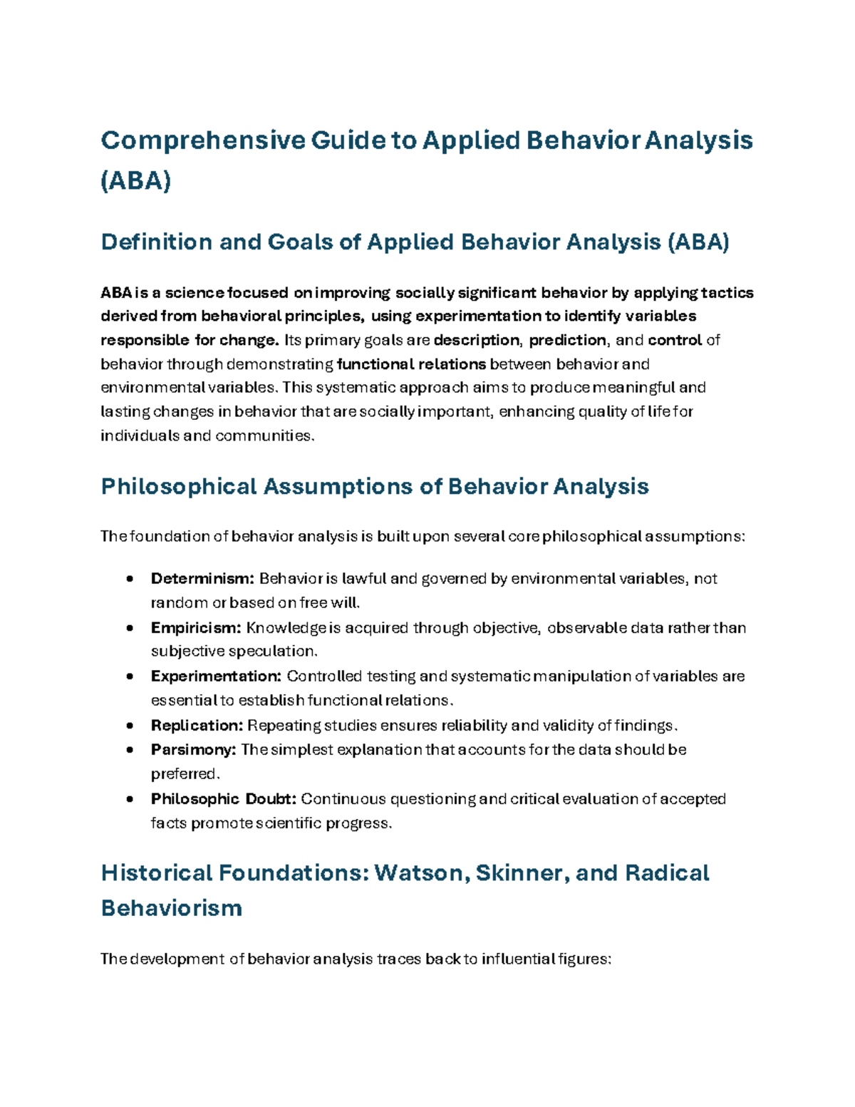 Comprehensive Guide to ABA Principles and Practices (ABA 101) - Studocu