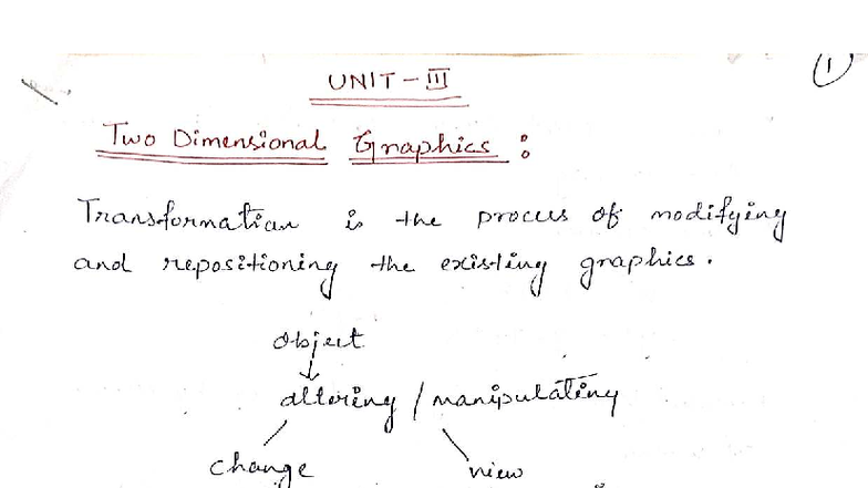 Unit (1) 2D Graphics Transformations: Translation, Rotation, Scaling - Studocu
