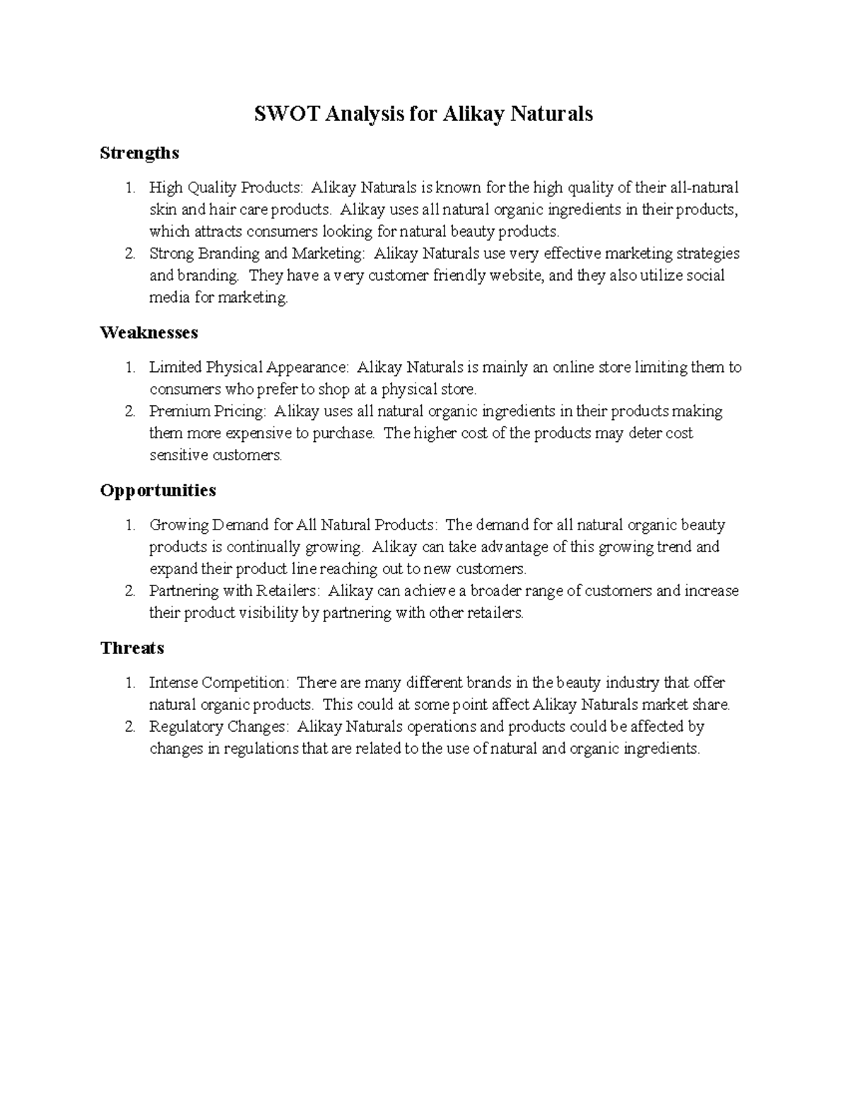 SWOT Analysis of Alikay Naturals: Strengths, Weaknesses, Opportunities ...