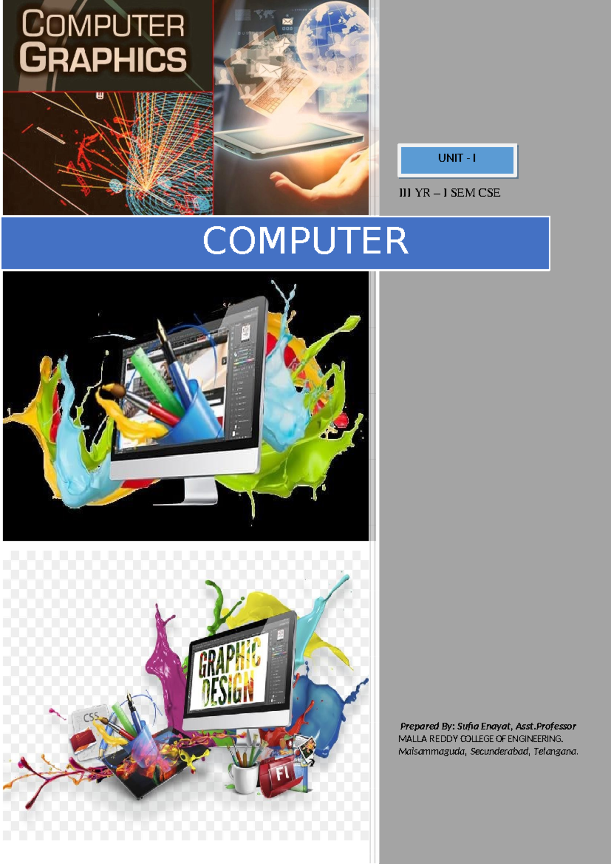 CSE 1st Sem Computer Graphics - Unit I Overview and Concepts - Studocu