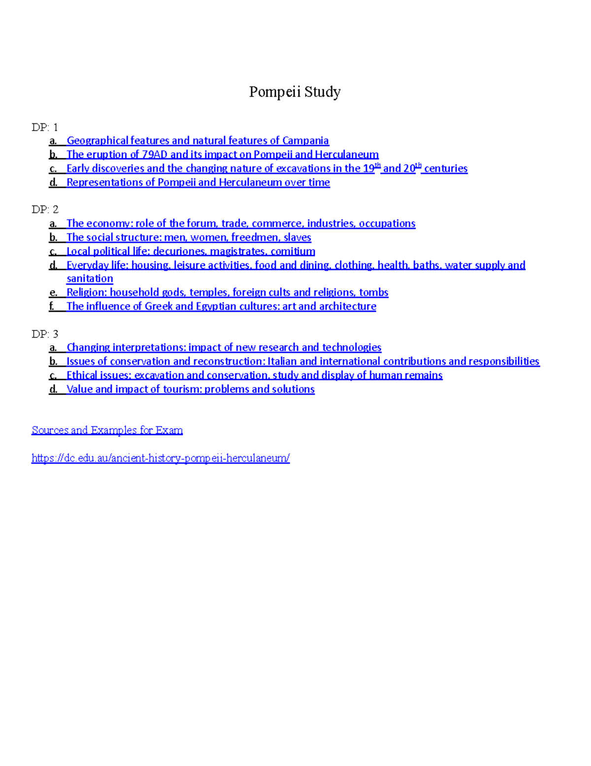 Pompeii Study DP: 1-3 Overview of Geography, Society, and Culture - Studocu