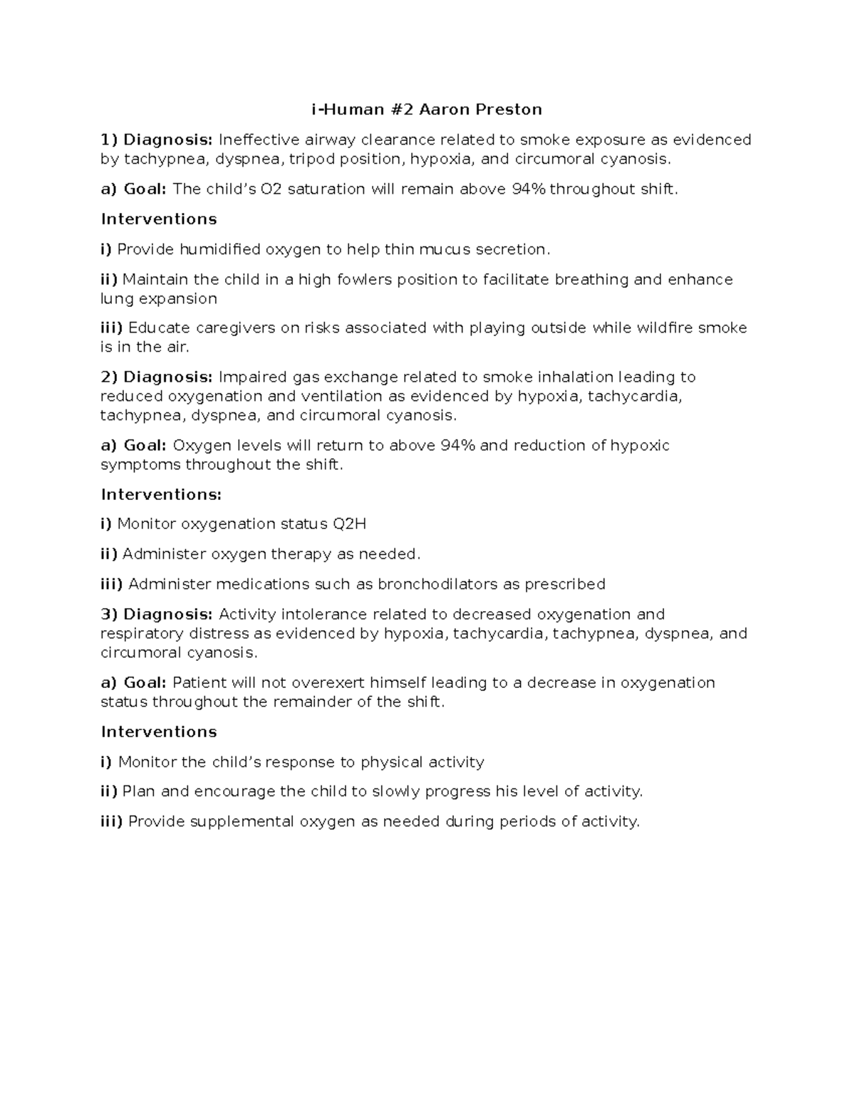 i-Human Case Study #2: Aaron Preston Concept Map on Respiratory Issues ...