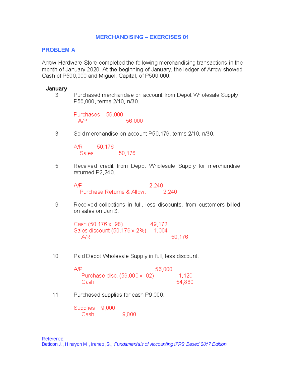 Merchandising – Exercises 01 Answer - MERCHANDISING – EXERCISES 01 ...