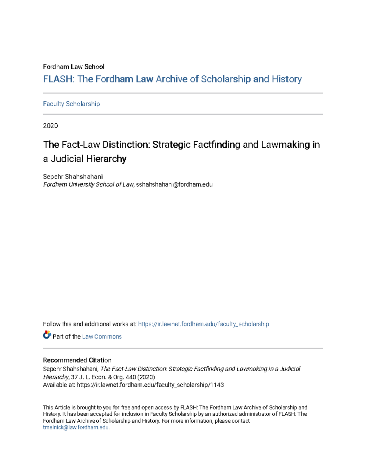 The Fact-Law Distinction Strategic Factfinding and Lawmaking in ...