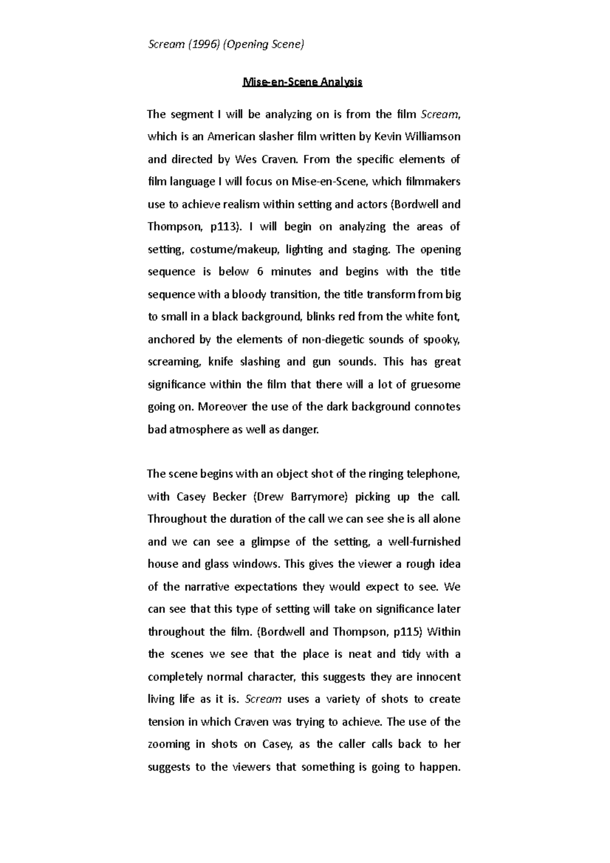 Mise-en-Scène Analysis: Scream (1996) - Opening Scene Focus (Essay ...