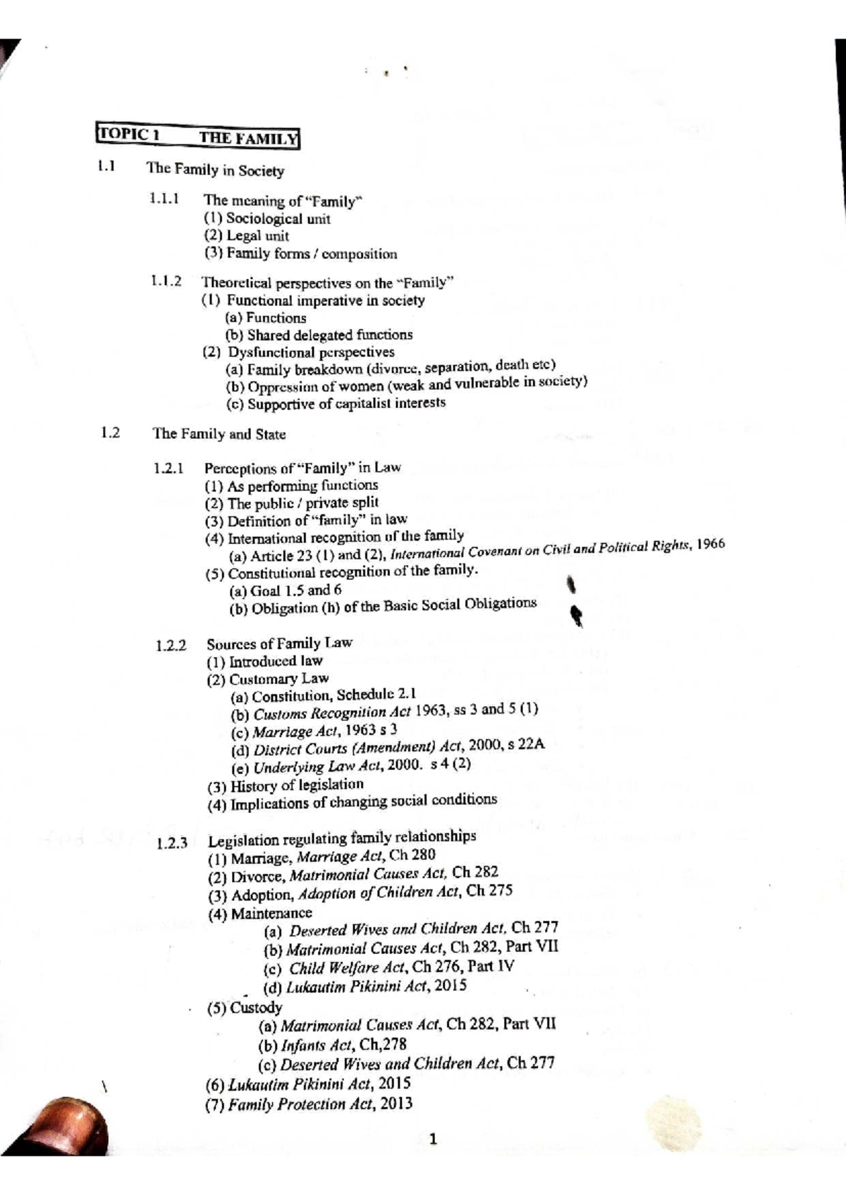Family Law Course Synopsis: Key Topics and Legal Frameworks - Studocu