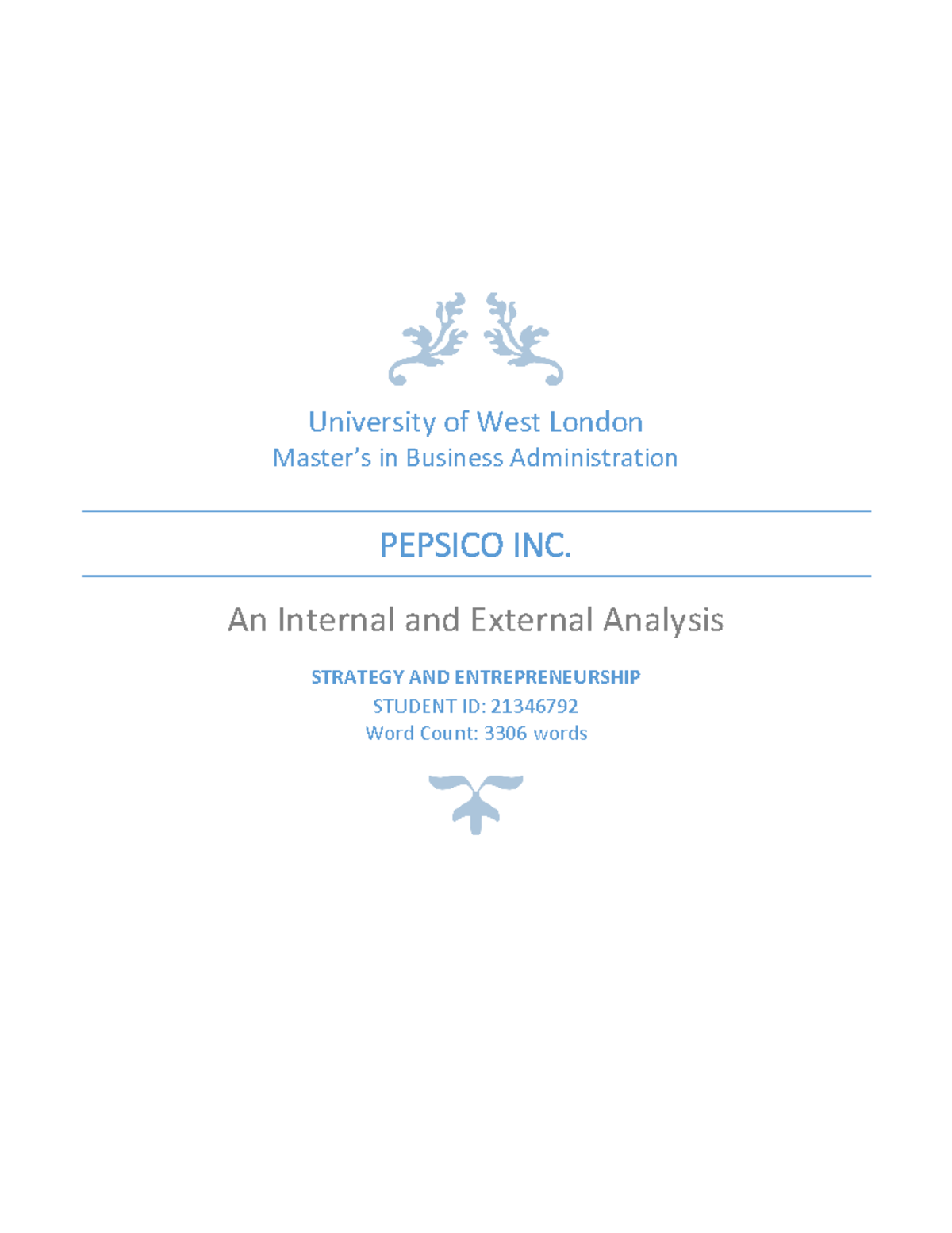 PepsiCo Inc. (MBA) - Comprehensive Internal & External Analysis Report ...