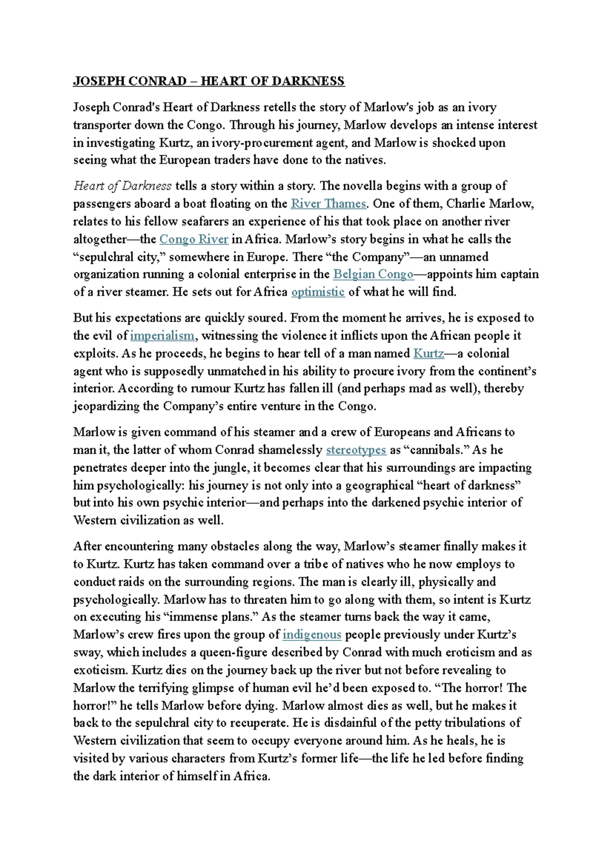 Joseph Conrad - Heart of Darkness: A Study of Imperialism and Morality ...