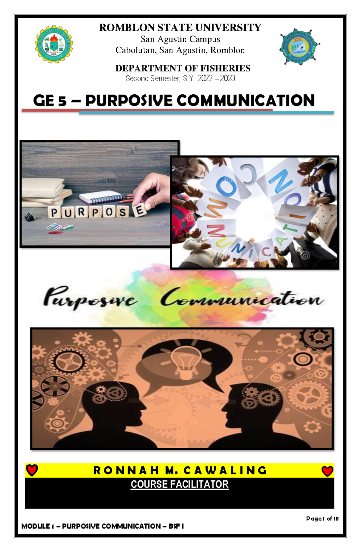 GE 5 Purposive Communication Module 1: Language & Communication - Studocu