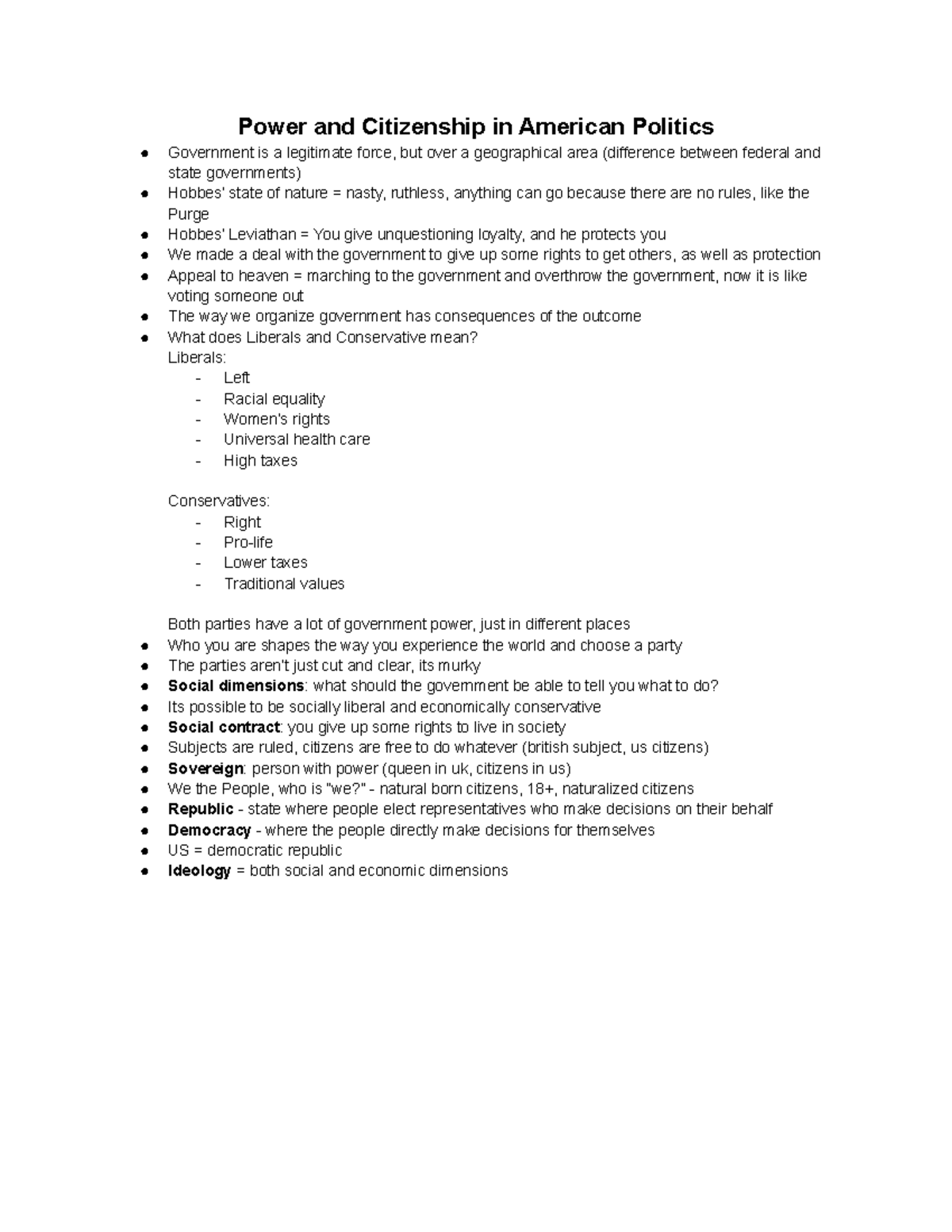 US Gov Notes - pols 2305 - Power and Citizenship in American Politics ...