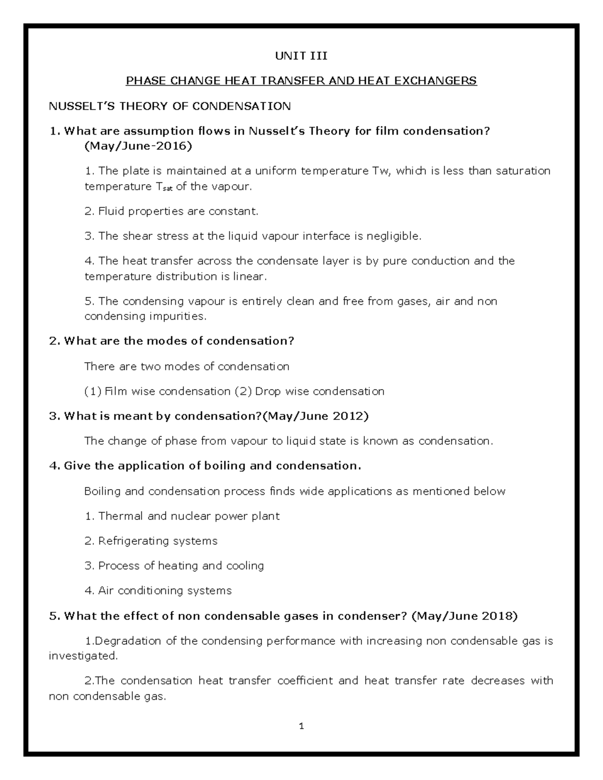 UNIT-III HMT-2023: Theory of Phase Change, Heat Transfer & Heat Exchangers - Studocu