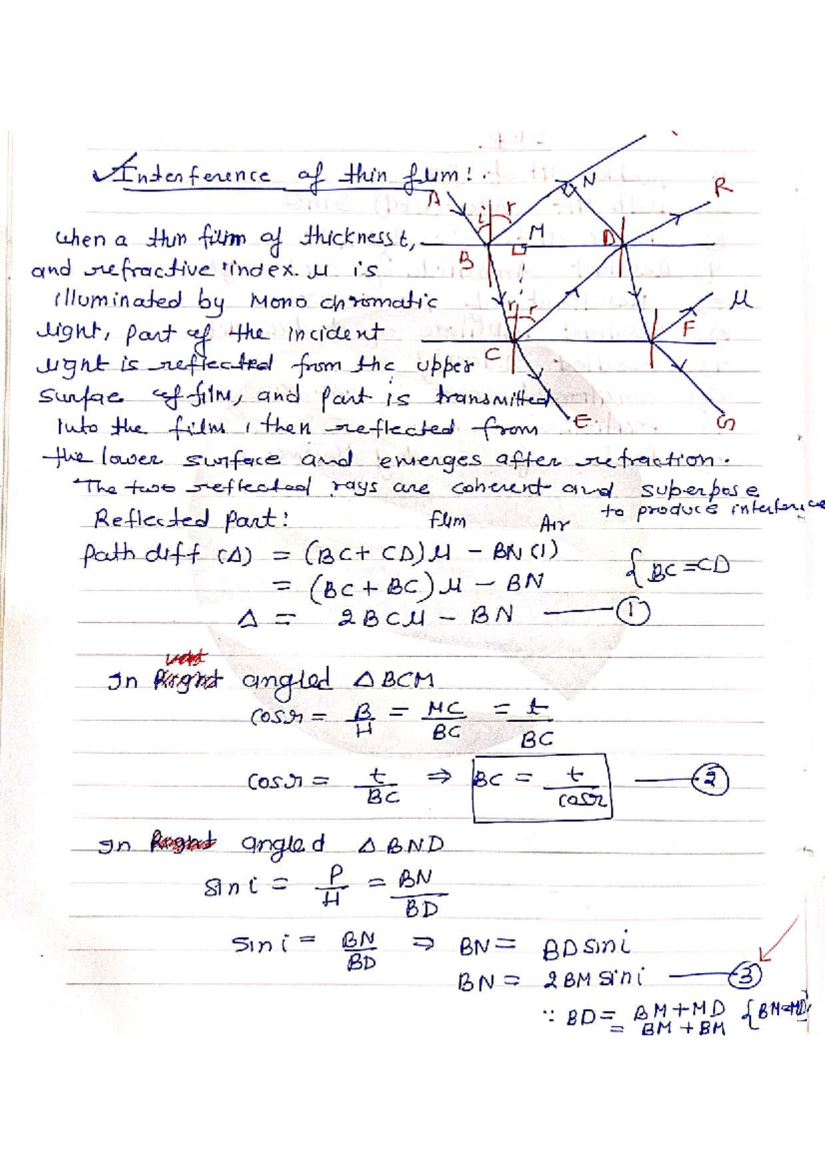 Interference in Thin Films: Part 2 - Detailed Analysis and Equations ...