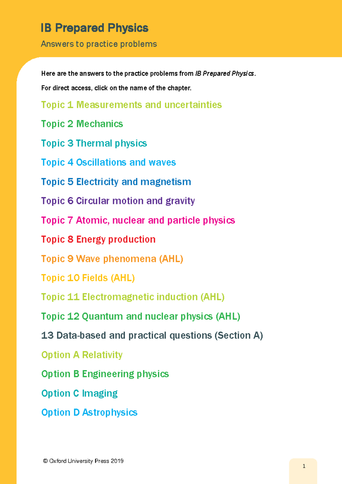 IB Prepared Physics: Practice Problems Answers and Solutions - Studocu