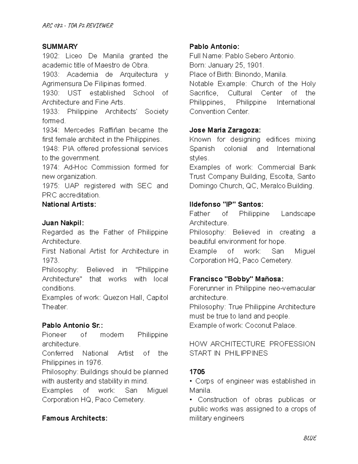ARC 082 Final Exam Review on Philippine Architecture History - Studocu