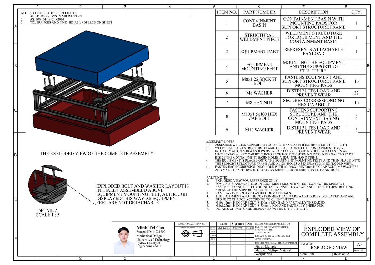 CAD2 - Complete Drawing - THIRD ANGLE PROJECTION A THE EXPLODED VIEW OF ...
