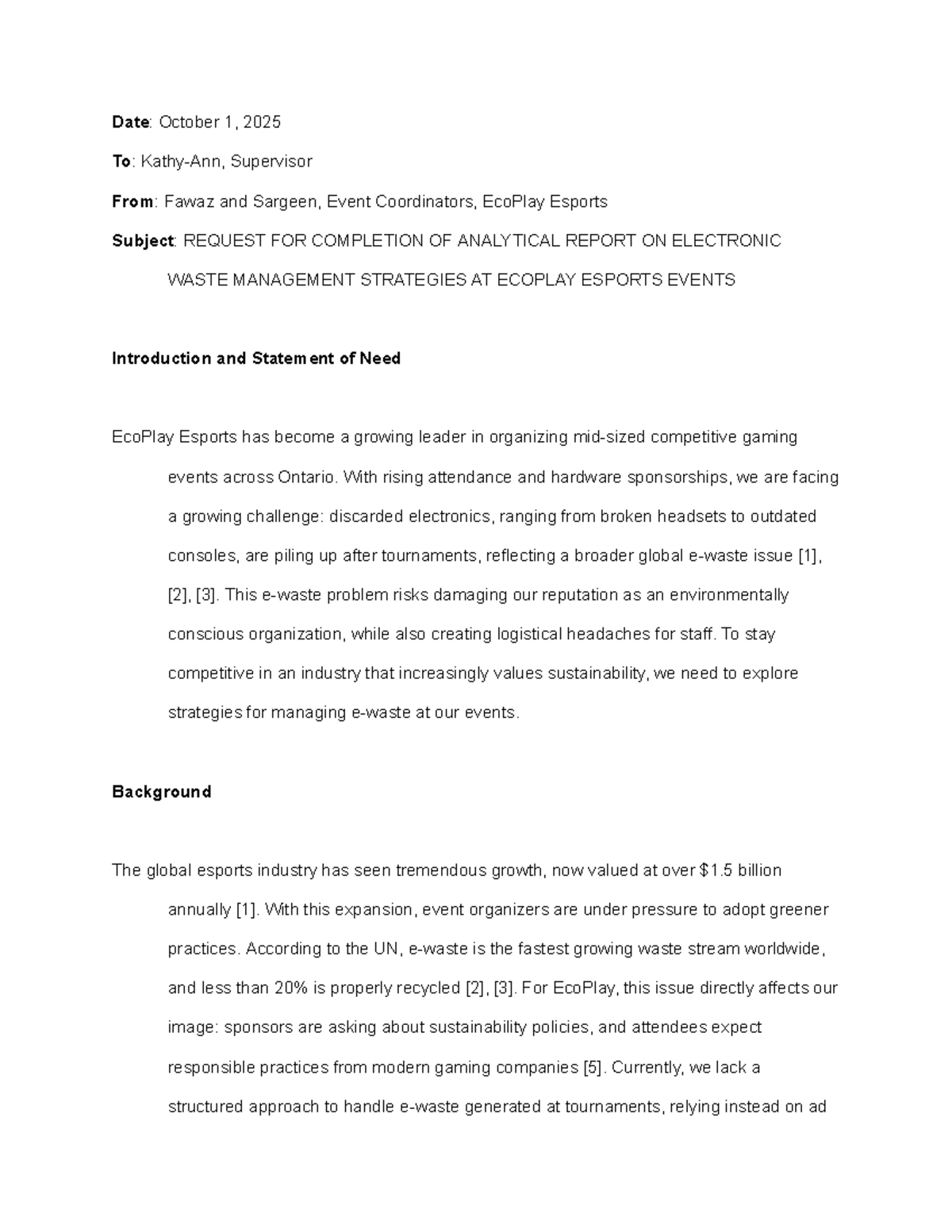 Final Proposal: Analytical Report on E-Waste Management Strategies ...
