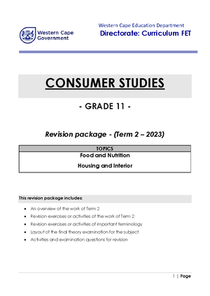Consumer Studies Grade 10 Revision Material TERM 1 2024 - 1 | Page ...