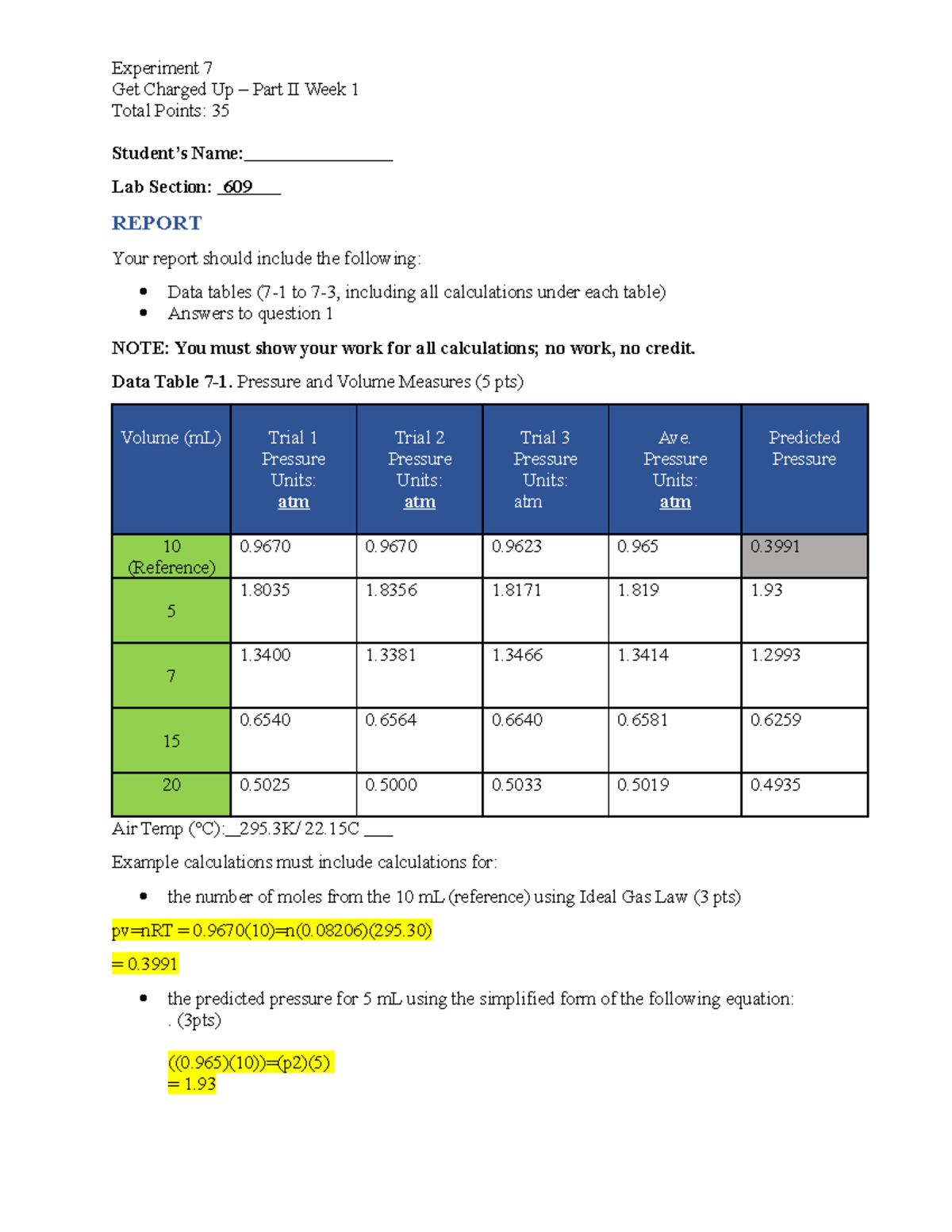 Chem Lab CHEM 609: Get Charged Up Part II - Week 1 Report - Studocu