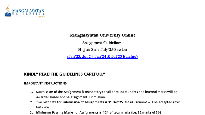 Assignment Guidelines - Higher Sem - July '25 Session - Studocu