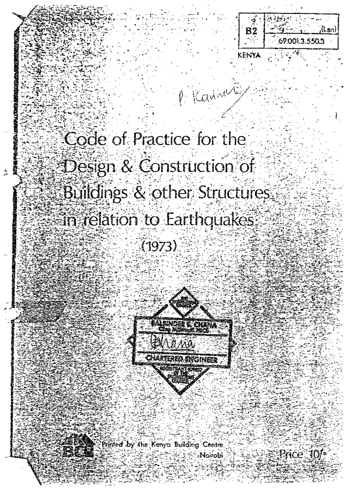 Kenya Earthquake Code of Practice for Building Design (69.001.3.550.3 ...