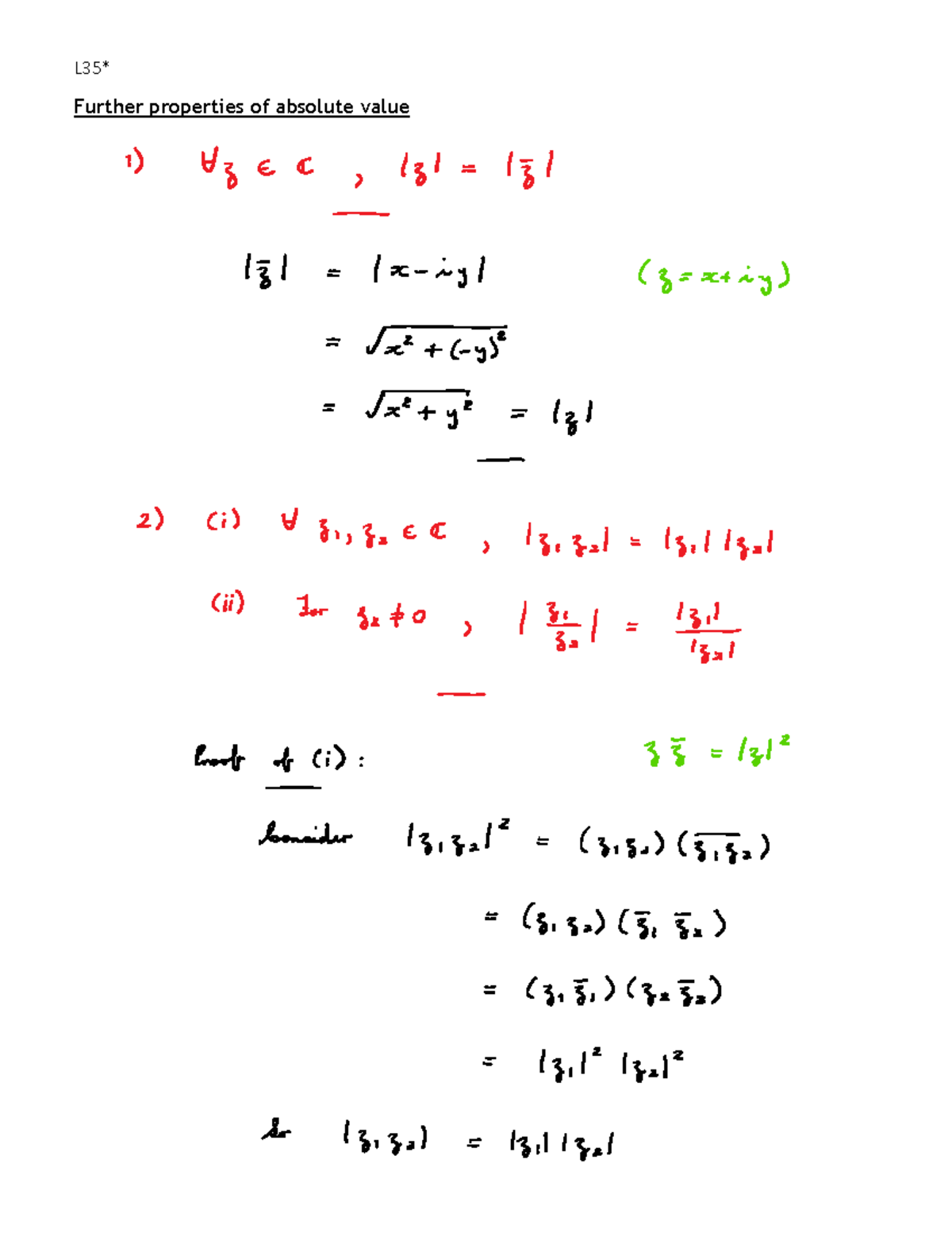 Complex Numbers Pt. 2: Properties & Polar Form Analysis - Studocu