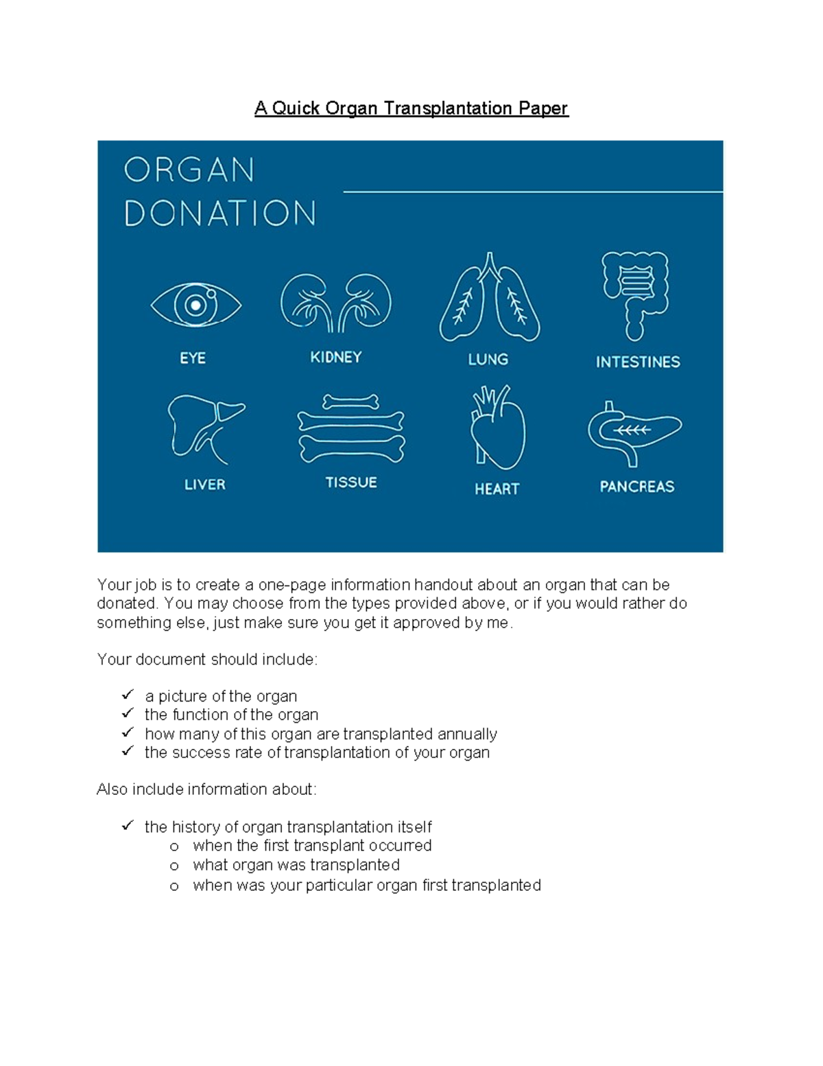Organ Donation Info: Transplantation Overview and History - Studocu