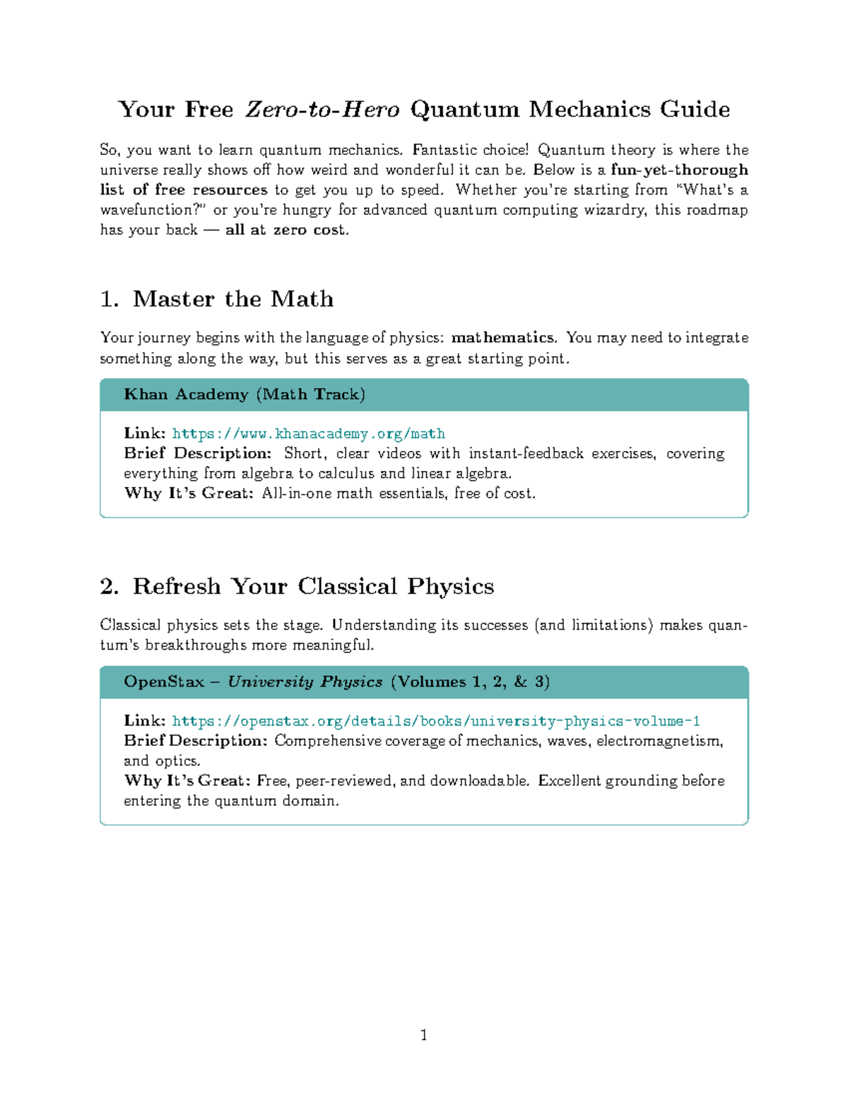 Quantum Mechanics Reading List: Free Resources & Guides - Studocu