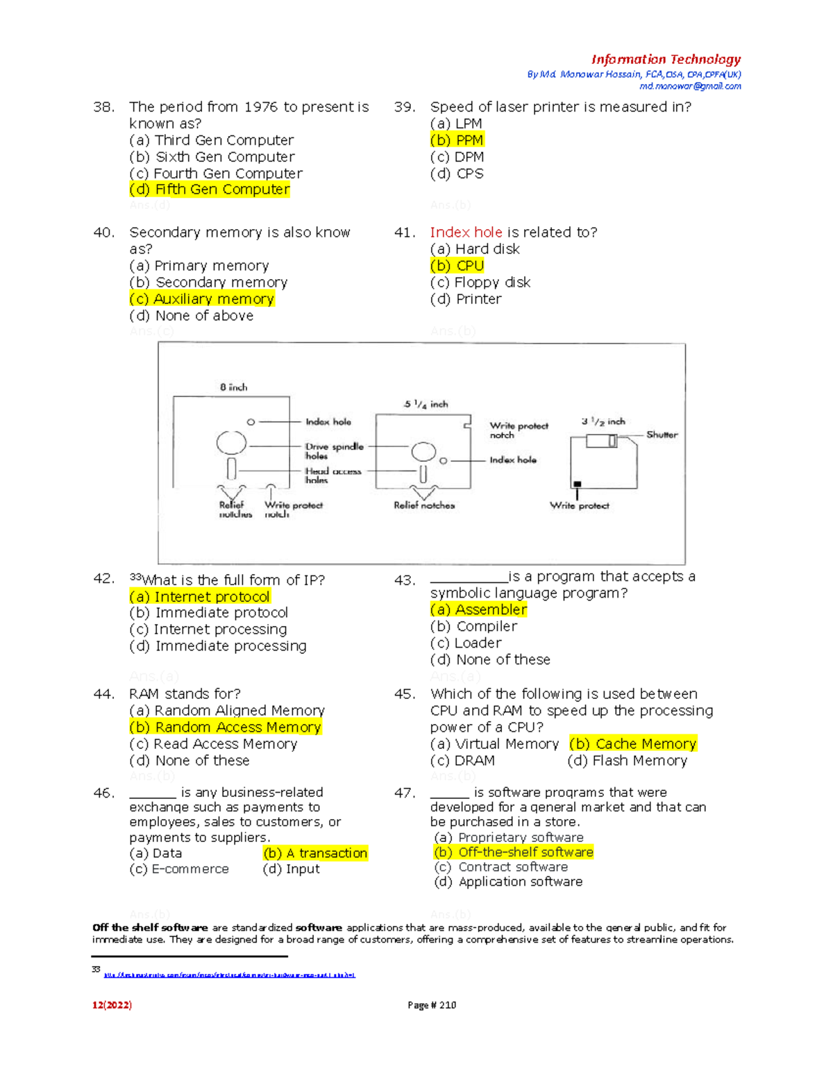 CA(CL) IT MCQ (4 - Question Bank - Information Technology By Md ...