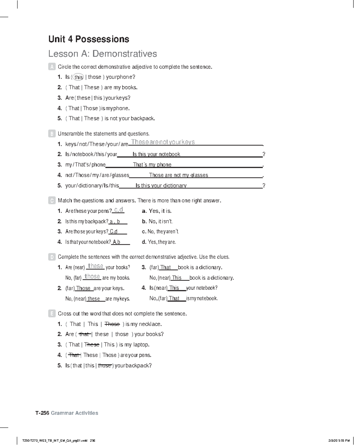 World english 3e level intro grammar activities unit 4 lesson - this ...