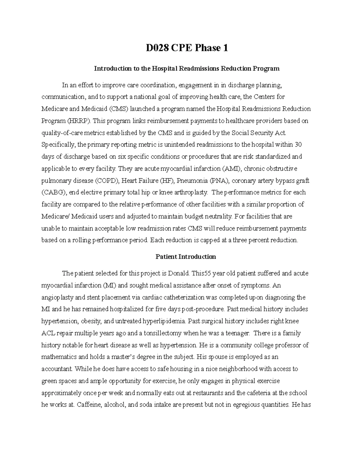 D028 CDM2 Phase 1 - task for to complete class - Briefly discuss the ...