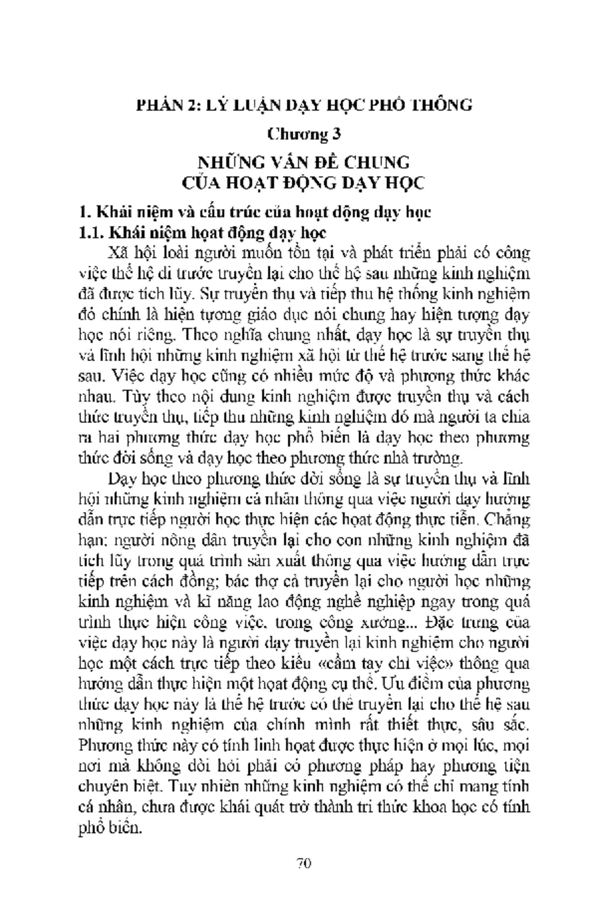 PHAN 2: LÝ LUẬN DẠY HỌC - CHƯƠNG 3: VẤN ĐỀ CHUNG CỦA HOẠT ĐỘNG DẠY HỌC ...