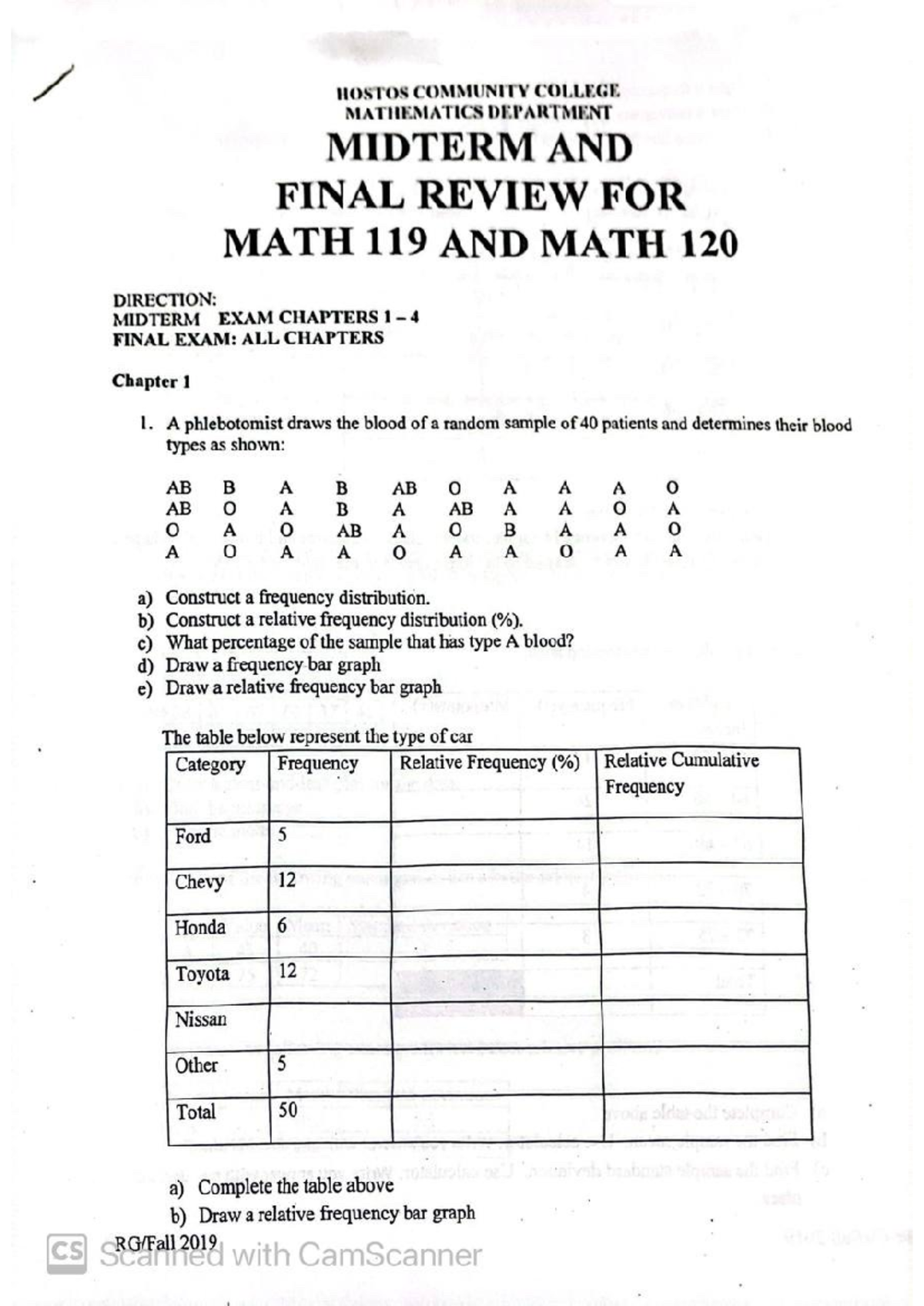 MAT 120 - Midterm & Final Exam Review Practice Questions - Studocu