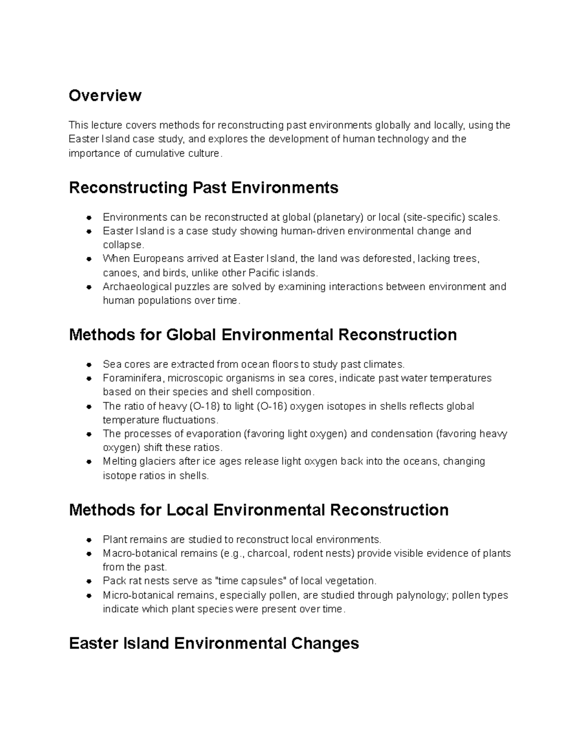 Reconstructing Past Environments: Insights from Easter Island Case ...