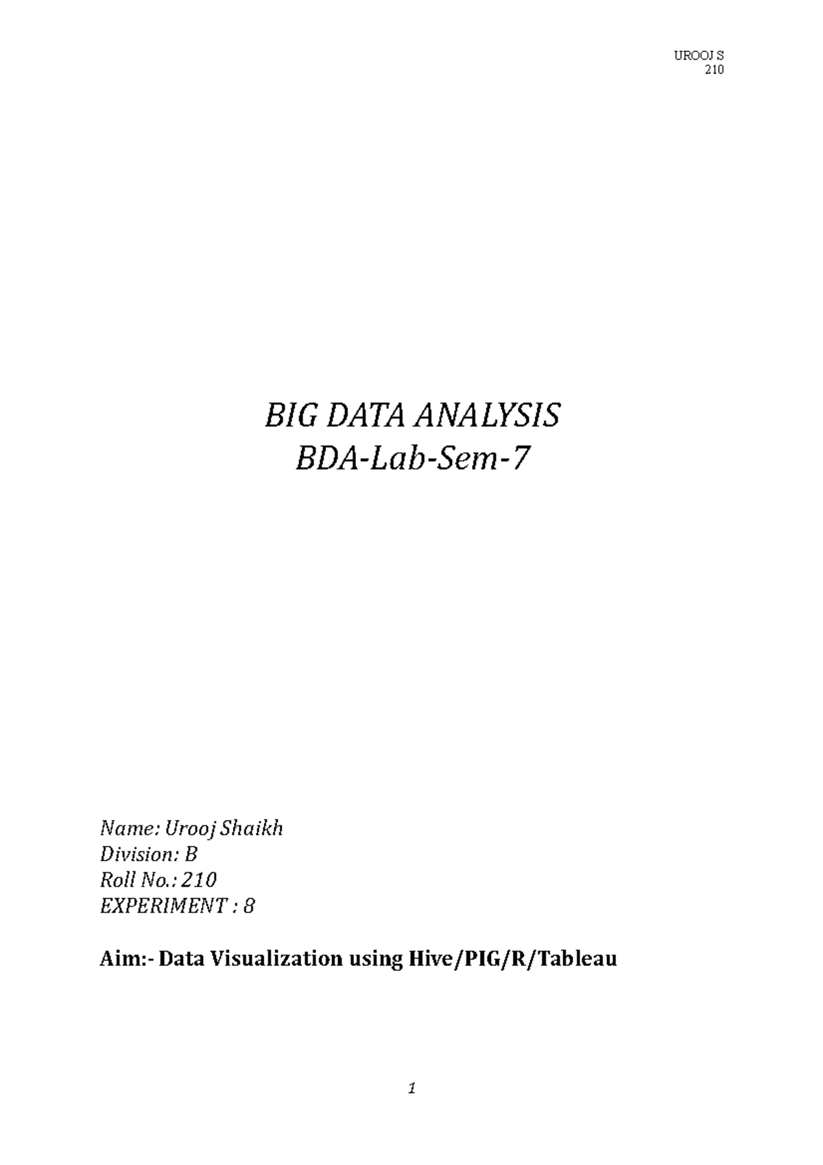 210 BDA EXP8 - Data Visualization Techniques with R and Tableau - Studocu