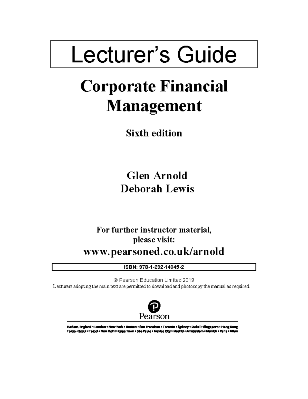 Lecturers Guide for Corporate Financial Management (CFM 6e) - Studocu