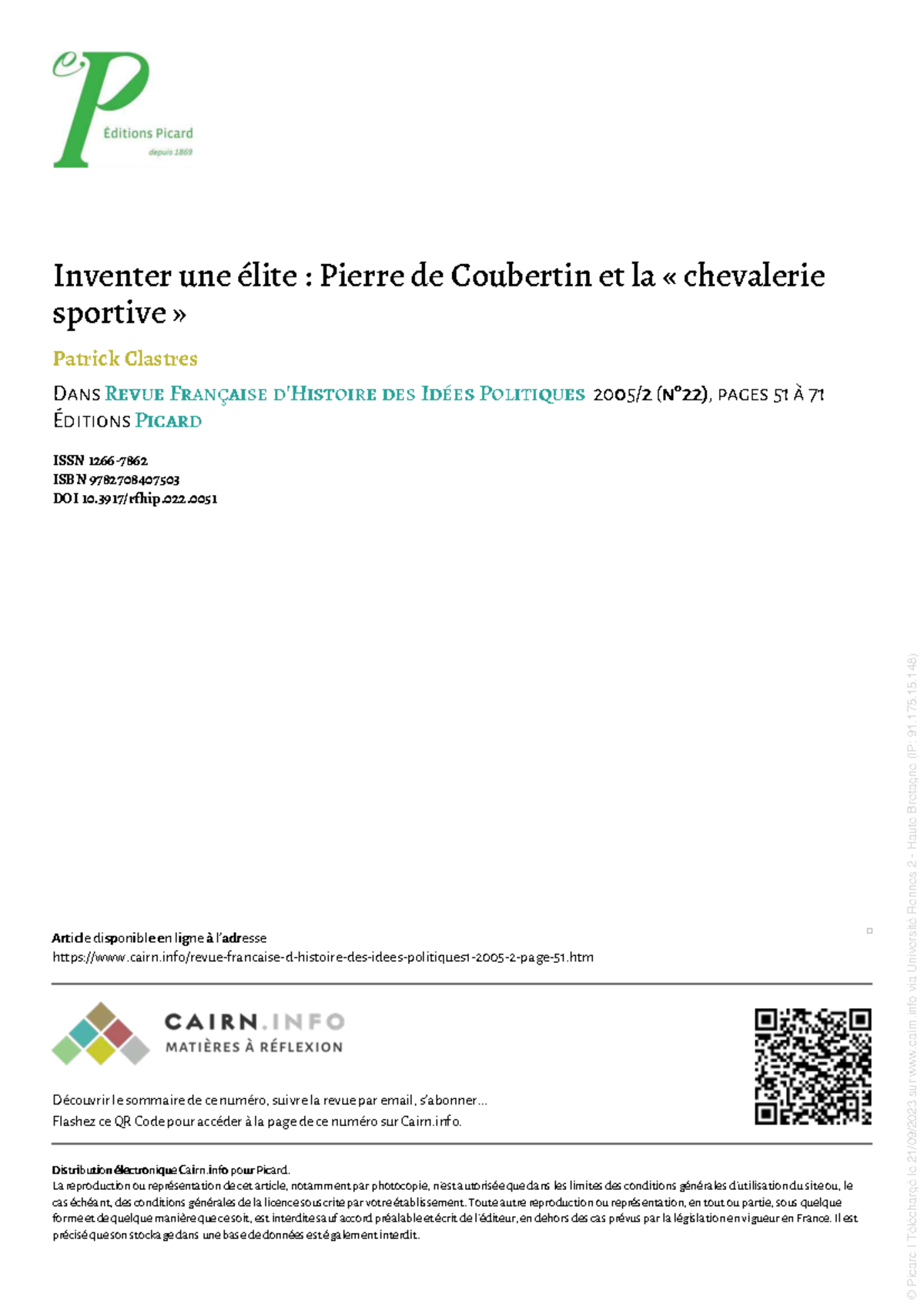ÉTUDES SUR PIERRE DE COUBERTIN ET LA CHEVALERIE SPORTIVE - Studocu