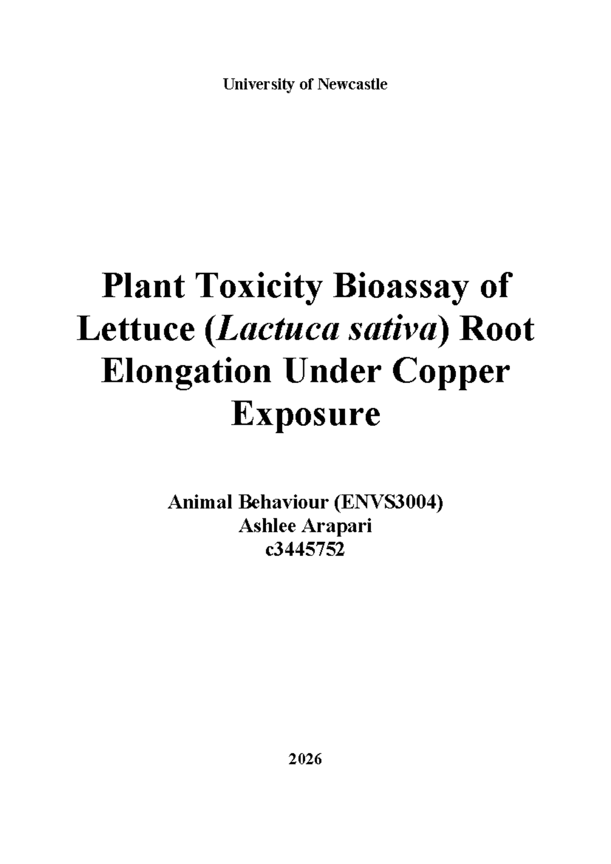 Plant Toxicity Bioassay: Copper Effects on Lettuce Root Growth ...