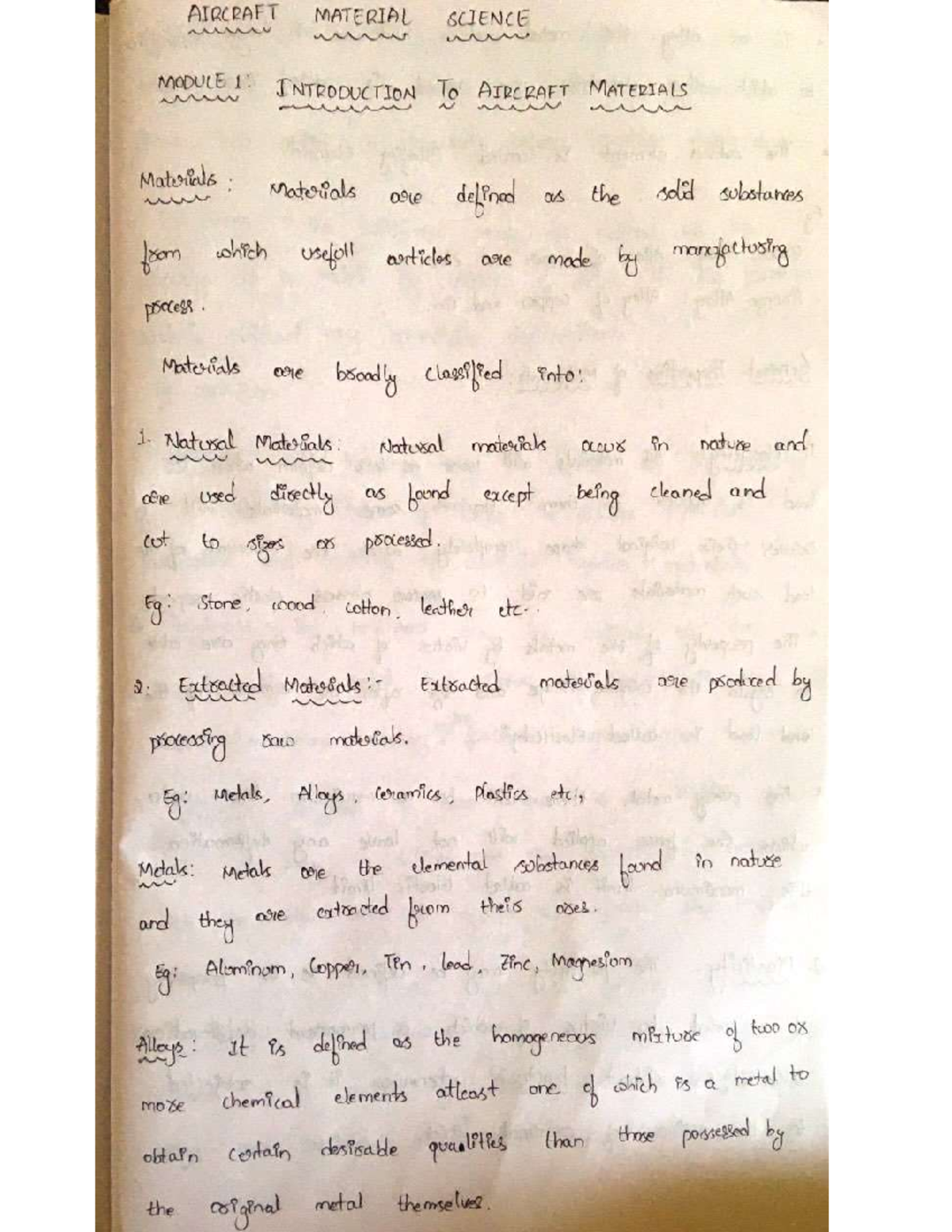 AIRCRAFT MATERIAL SCIENCE MODULE 1: LECTURE NOTES ON MATERIALS - Studocu