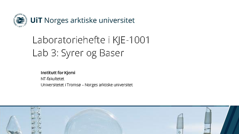 LAB 3: Syrer og Baser - Laboratoriehefte 2025, Institutt for Kjemi ...