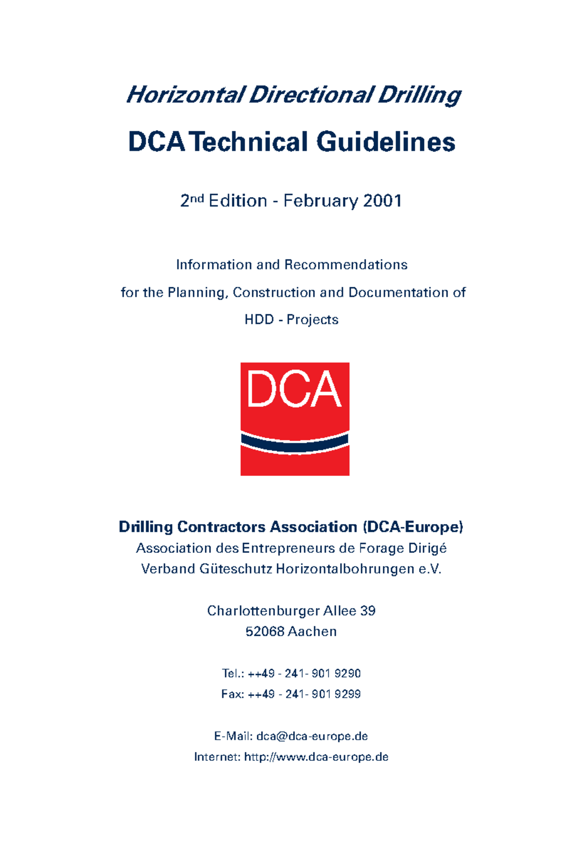 DCA HDD Technical Guidelines 2nd Edition: Planning & Execution - Studocu