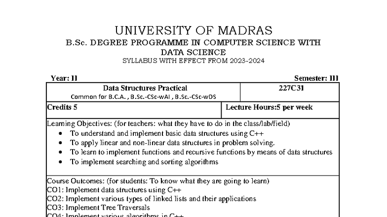 227C31 Data Structures Lab: Practical Exercises and Learning Resources ...