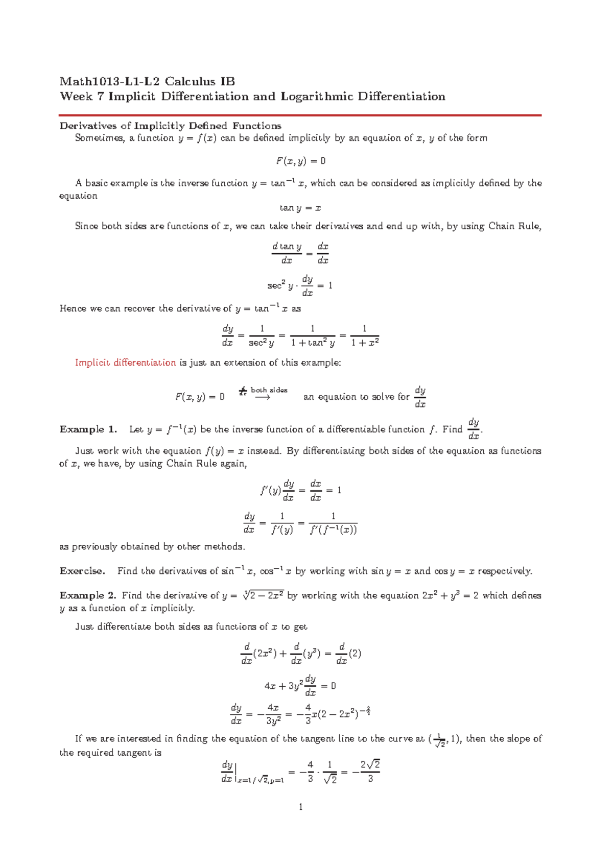 Notes 11 (Ellen) - tutorial - Math1013-L1-L2 Calculus IB Week 7 ...
