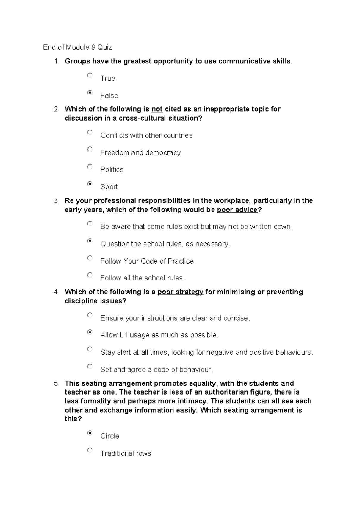 Module 9 Quiz Questions 100403 - Assessing Communication and Classroom ...