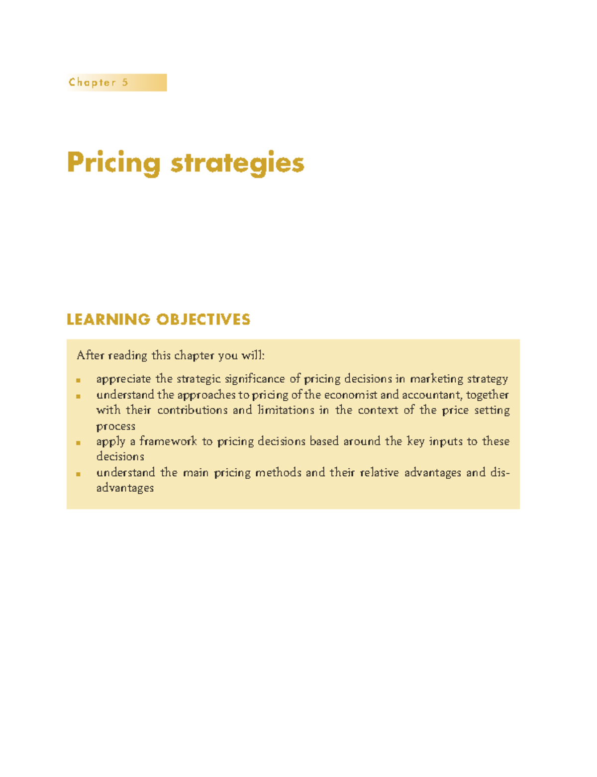 Chapter 5 - Pricing Strategies: Understanding Market Dynamics and - Studocu
