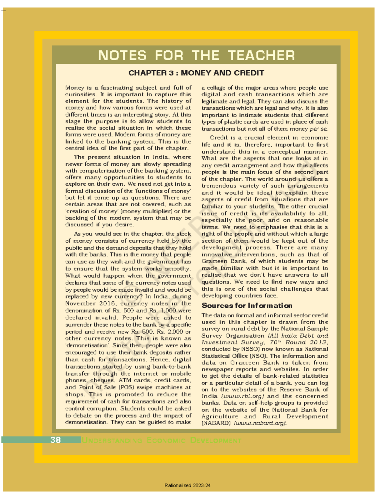 Jess203 - ncert economics - NOTES FOR THE TEACHER ####### CHAPTER 3 ...