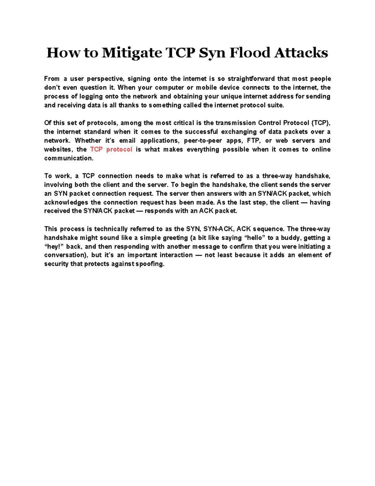 SYN floodattacks - syn flood attacks - How to Mitigate TCP Syn Flood ...