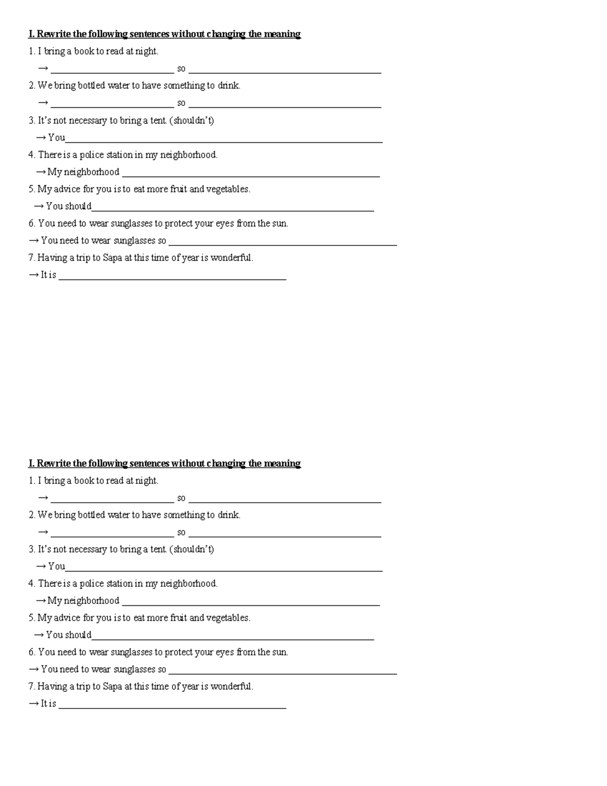 English Rewrite Exercises: Sentence Transformation - Studocu