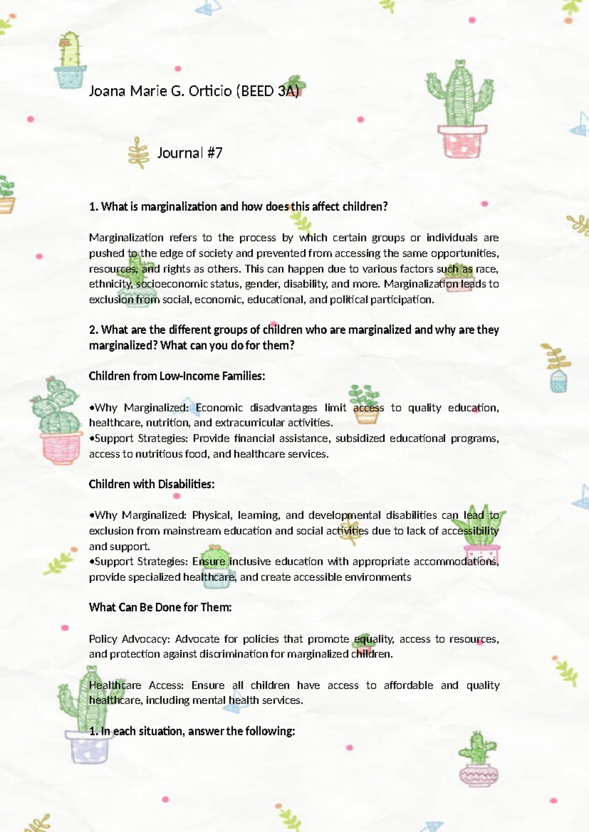 Joana Marie G.-WPS Office - Joana Marie G. Orticio (BEED 3A) Journal 1 ...