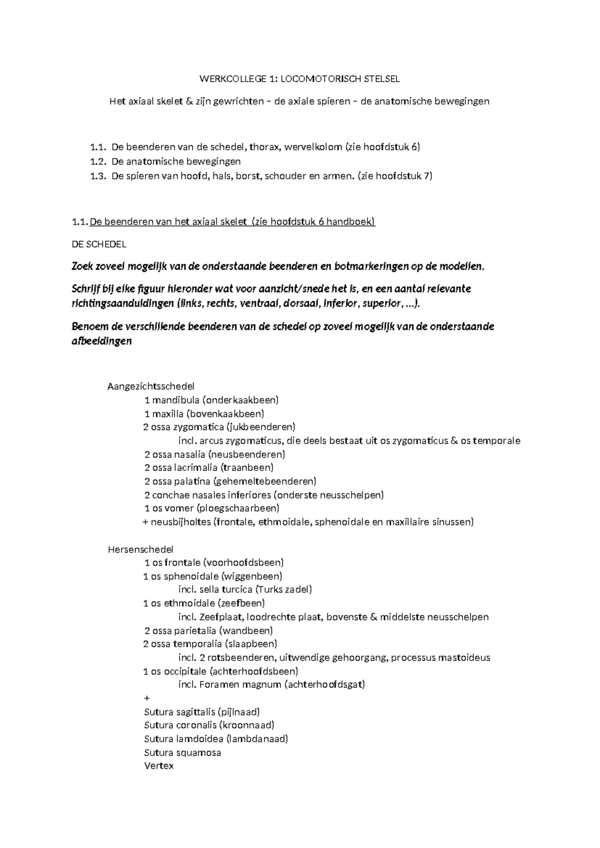 Werkcollege 1 2024: Axiaal Skelet & Spieren - Anatomische Bewegingen ...