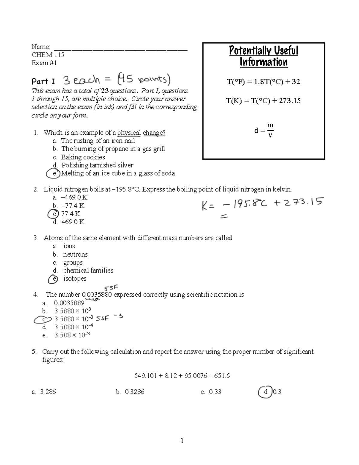 CHEM 115 Final Exam: Key Concepts and Practice Questions - Studocu
